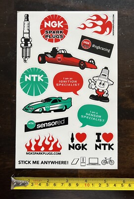NGK SPARK PLUGS NTK SENSOR 14pcs set DECALS STICKERS racing hotrods ...