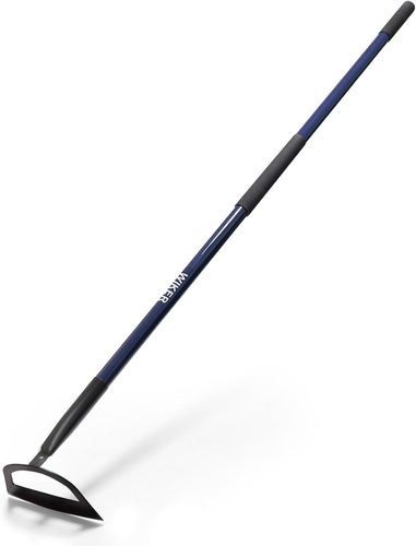 57-Inch Heavy Duty Garden Hoe for Weeding, Long Handle Blue Fiberglass ...