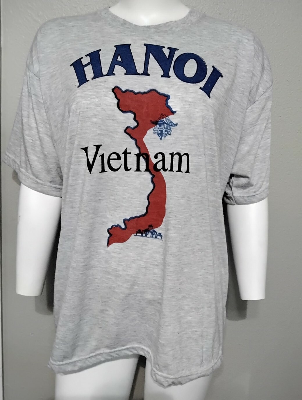 Vtg Gray Pre Owned Hanoi Vietnam Graphics Size XL Tee Shirt | eBay