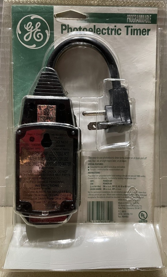 GE Outdoor Photoelectric Timer 1000W Black New In Package | eBay