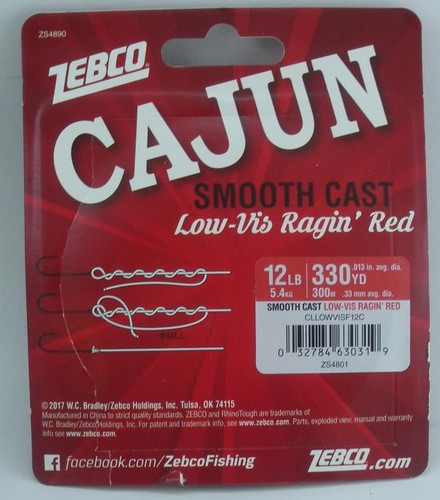 Zebco 2136272 Cajun Red Low Visibility Line 330 Yards 12 Lb. Test ...