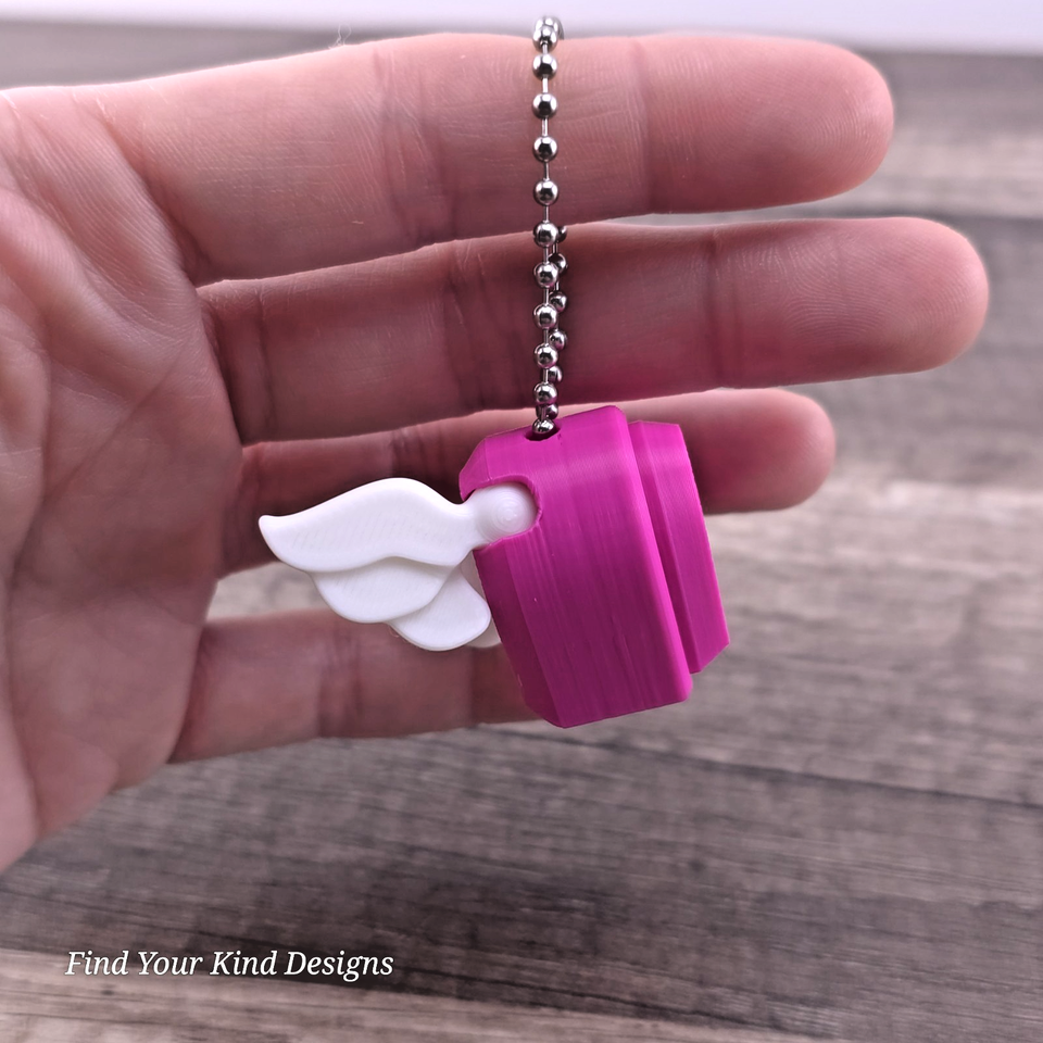 Heart Clicker with Wings – 3D Printed Fidget Toy with Keychain, Stress ...