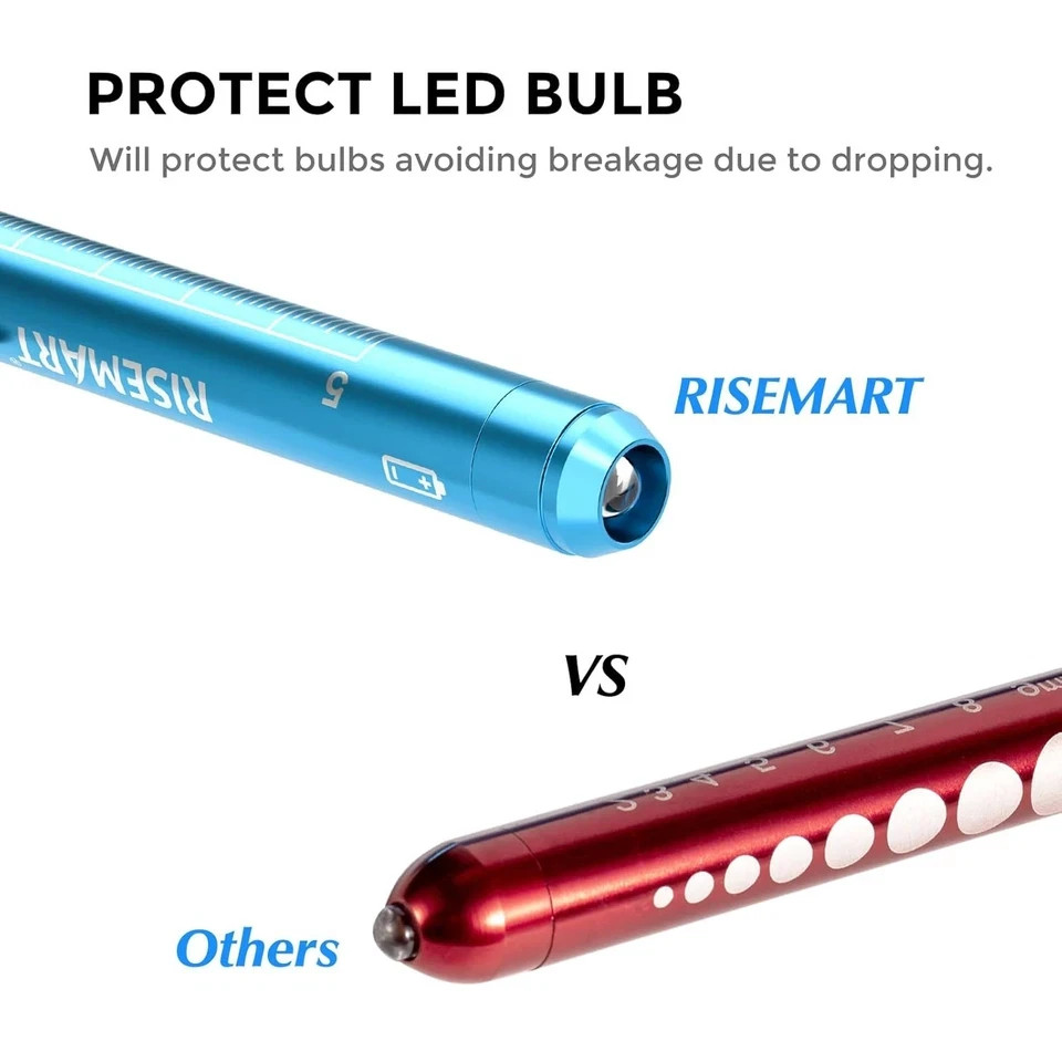 Pen Torch, RISEMART 2PCS Pen Light LED Pupil Gauge Pen Torches for ...