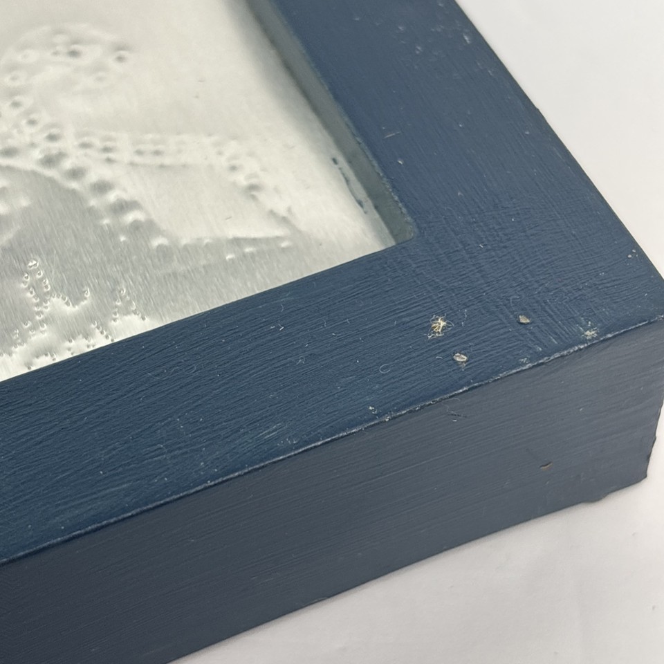 Rustic Punch Tin Cross Embossed Blue Frame Picture Wall Art 8" x 9.5 ...