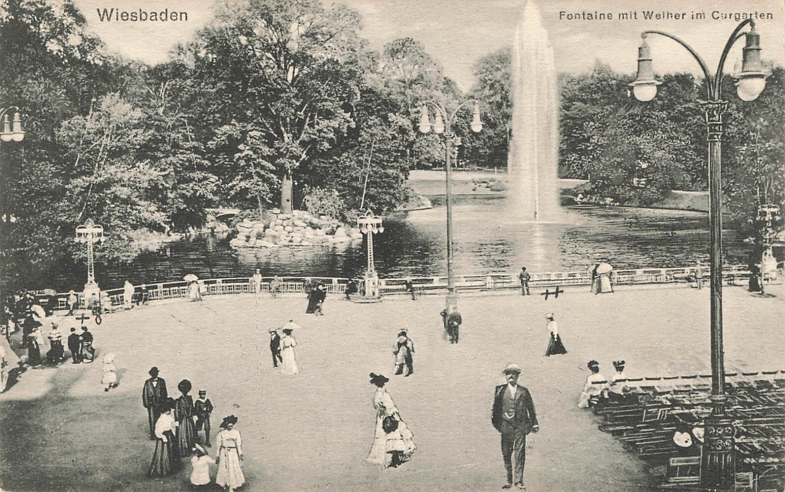 Fountain With Welher In The Curgarten Wiesbaden Germany Postcard | eBay