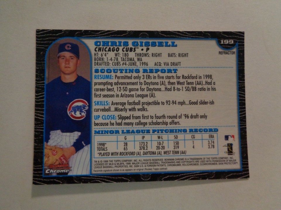 1999 Bowman Chrome Refractor Chris Gissell Card #199 | eBay