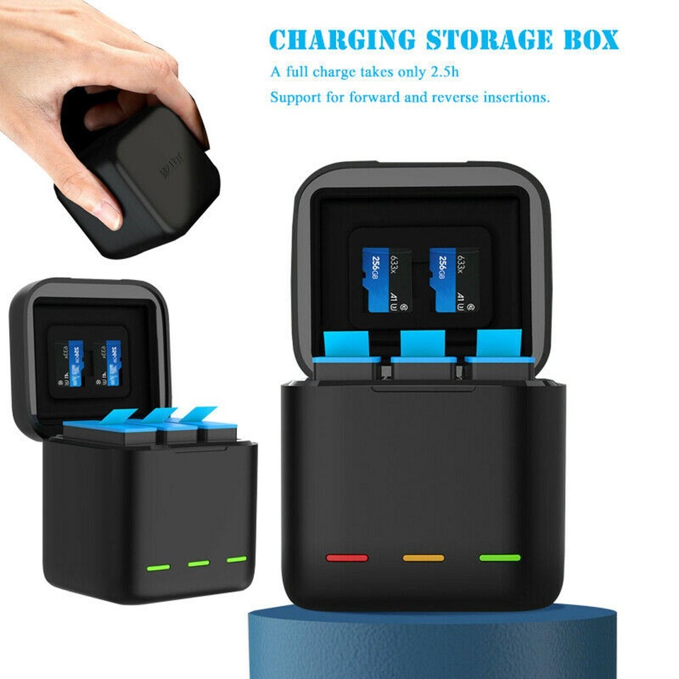 5V/2.4A 3 Slot Charger Storage Battery Charging Box Case For Hero 9 10 ...