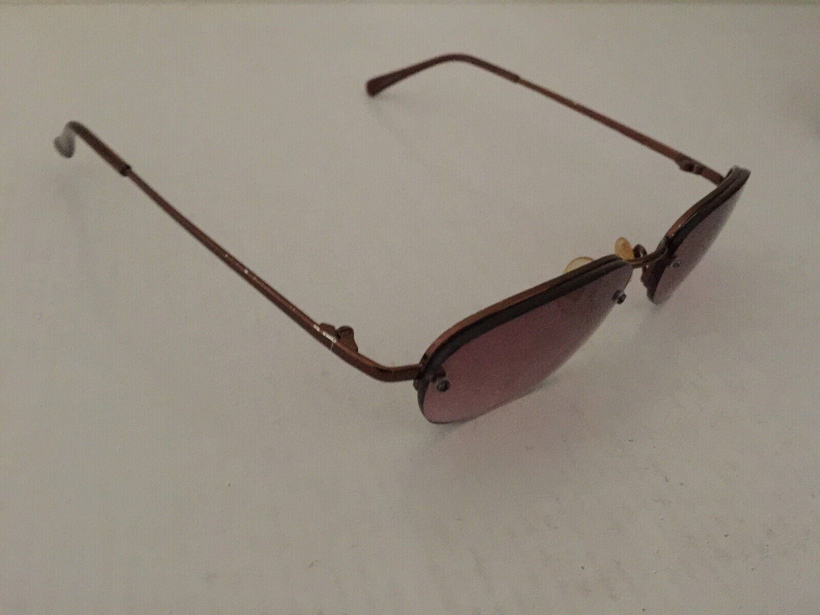 Rare VTG Sunglasses Red copper Half Rim Frames Hand p… - Gem