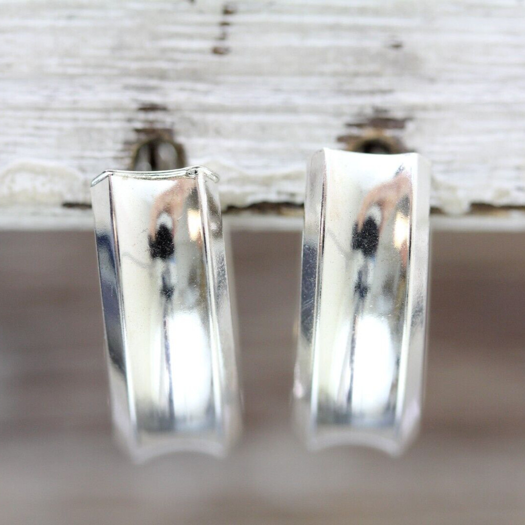 VINTAGE CONCAVE STERLING SILVER HOOP EARRINGS 925 PRE… - Gem