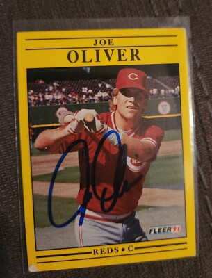 Joe Oliver Signed Autograph 1991 Fleer Cincinnati Reds | eBay