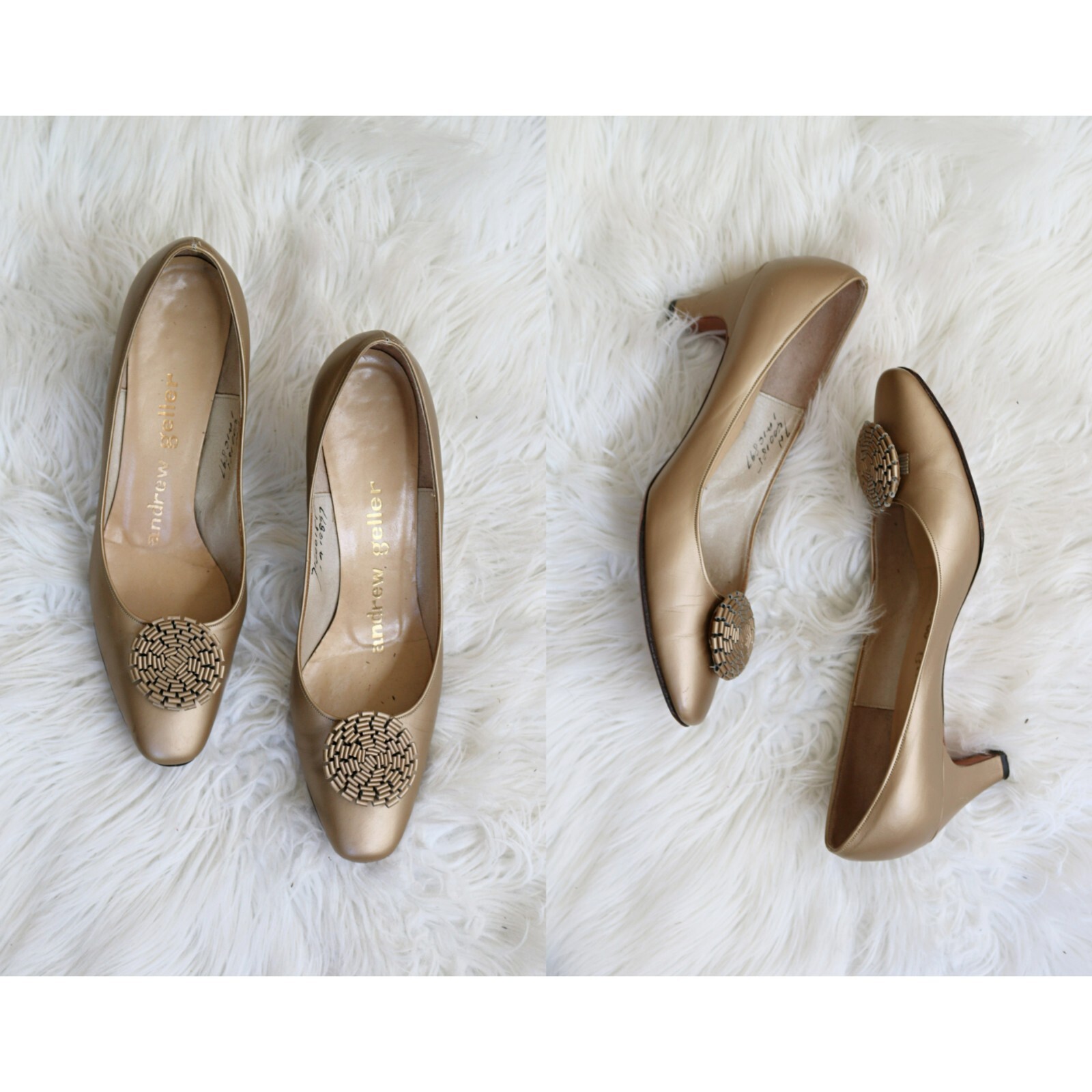 1960's Andrew Geller Gold Pumps Women's Size 6 to 6-1… - Gem
