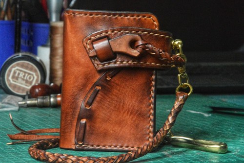 Custom Leather Biker Wallet Chain Motorcycle Wallet Handmade Leather ...