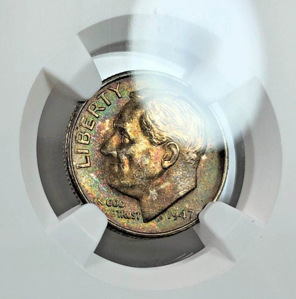 1947-S U.S. 10c Roosevelt Dime Silver Coin ~ NGC MS65 ~ Pretty Toning ...