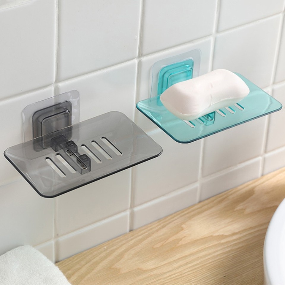Soap Dish Holder Sticky Soap Saver Dispensers Adhesive Bar Soap Sponge ...