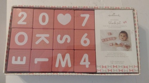 Wooden Block Set Big Announcements & Milestones Girl Hallmark Shelf | eBay