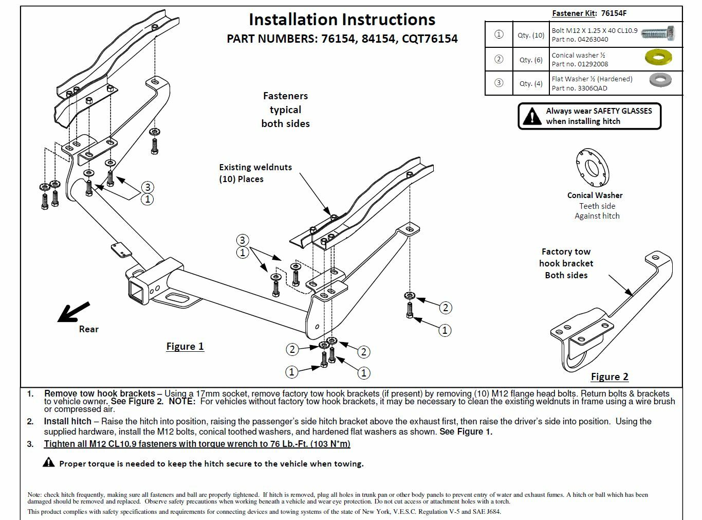 Reese Trailer Hitch For 17-18 Nissan Titan Except Titan XD w/ Wiring ...