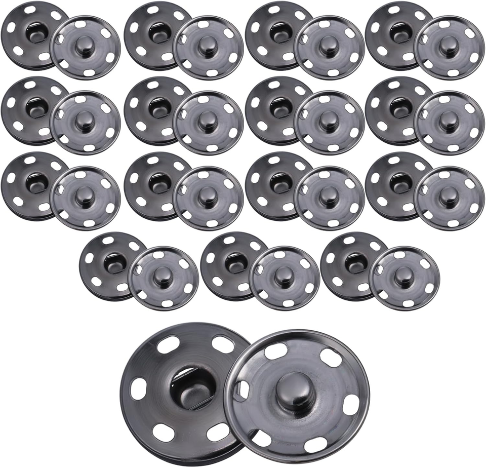 20 Sets Large Sew on Snap Buttons, 25Mm Big Snaps for Fabric Metal ...