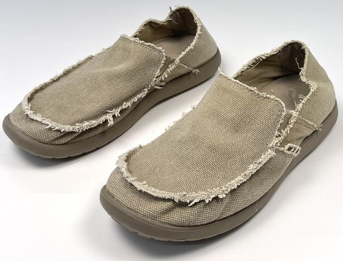 CROCS Mens US 10 Beige Khaki Canvas Santa Cruz Slip-On SHOES Loafers ...