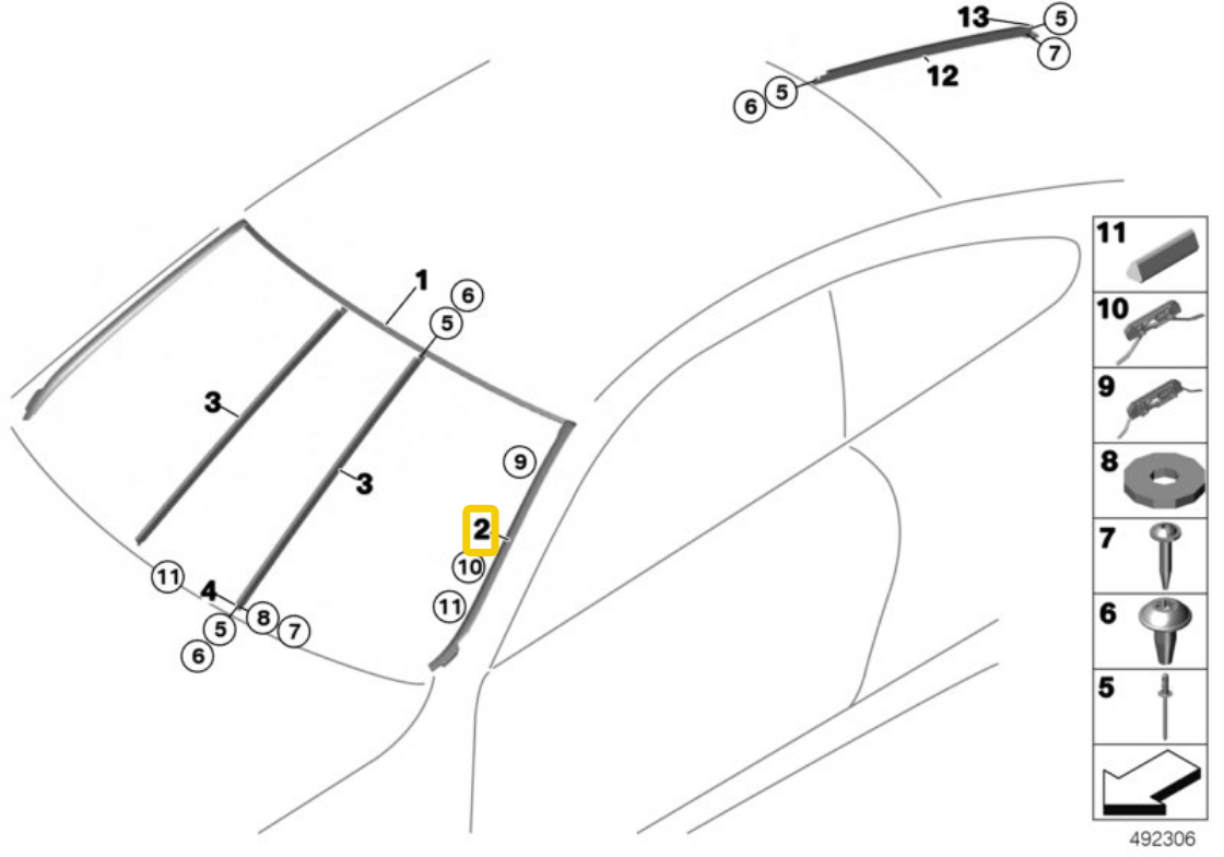 BMW F32 F82 F36 Windshield Glass-pillar Molding Trim Volume Right ...