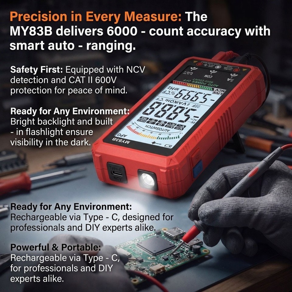 MY83B Digital Multimeter with Diode Test Continuity and Low Power ...