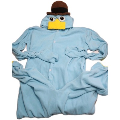 Unisex Perry the Platypus Costume Hooded Jumpsuit Pajamas Cosplay ...