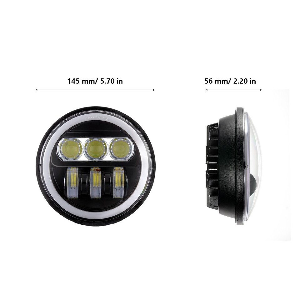 4PCS 5 3/4" 5.75 Projector LED Headlights Sealed Beam Ring Angel Eyes ...