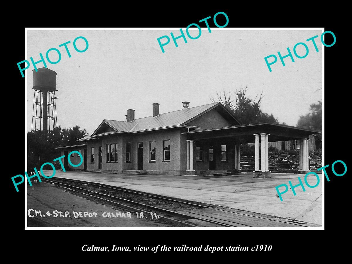 OLD 8x6 HISTORIC PHOTO OF CALMAR IOWA THE RAILROAD DEPOT STATION c1910 ...