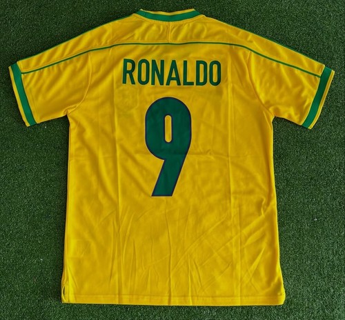 1998-2000 BRAZIL HOME RONALDO #9 R9 Fan Jersey | eBay