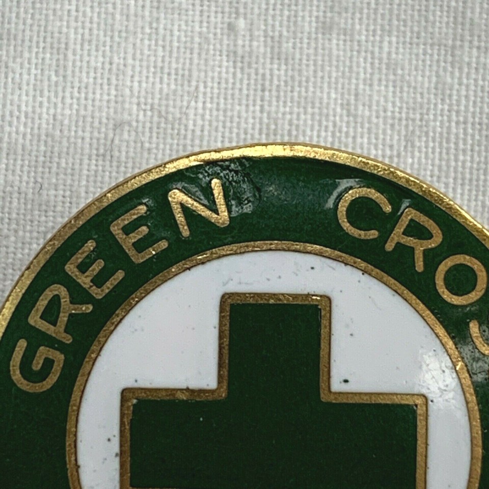 Green Cross Pin For Safety Committee Badge Vintage Enameled Trauma ...