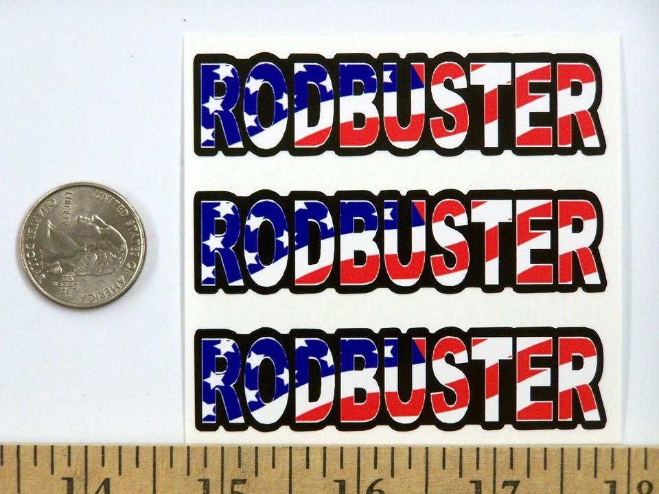 3 - Rodbuster US Flag Lunch Box Hard Hat Tool Box Helmet Sticker H157 ...