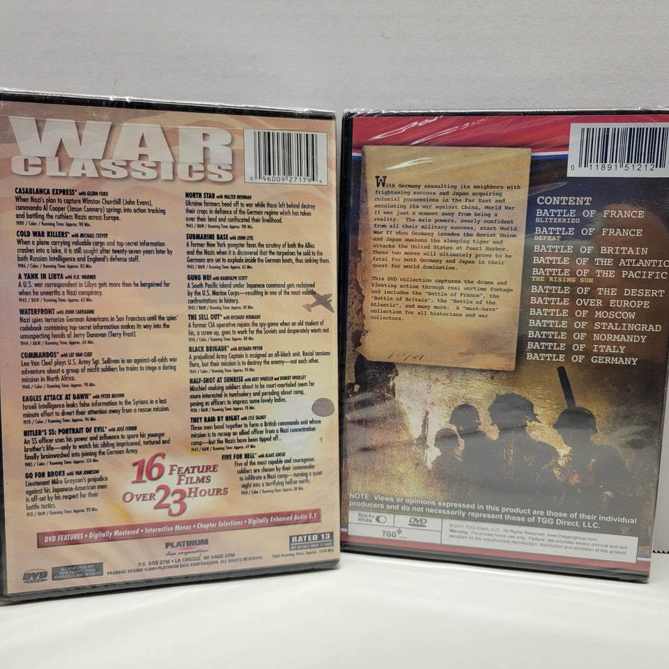 8 Sealed Military War DVDs Lot (35 Movies / Documentaries Total) Action ...