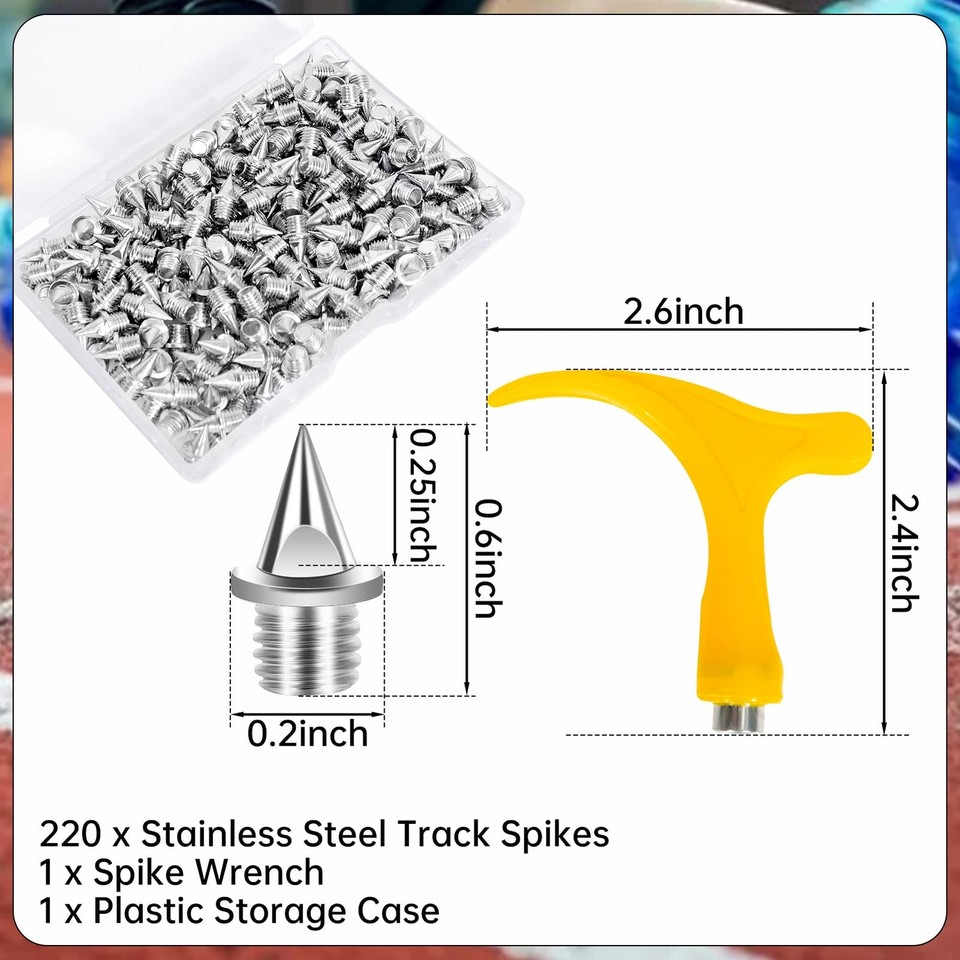1/4 Inch Track Spikes, 220pcs Stainless Steel Pyramid Shoe Spikes with ...