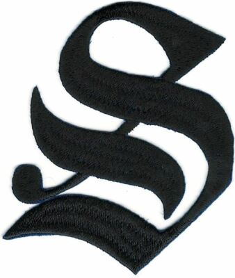 3" Fancy Black Old English Alphabet Letter S Embroidered Patch | eBay