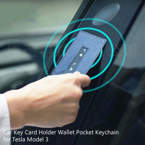 1pc Leather Car Key Card Holder Wallet Pocket Keychain for Tesla Model ...