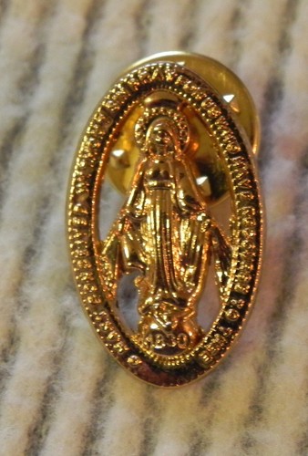 Miraculous Medal Lapel Pin Virgin Mary Small Gold Tone Catholic | eBay
