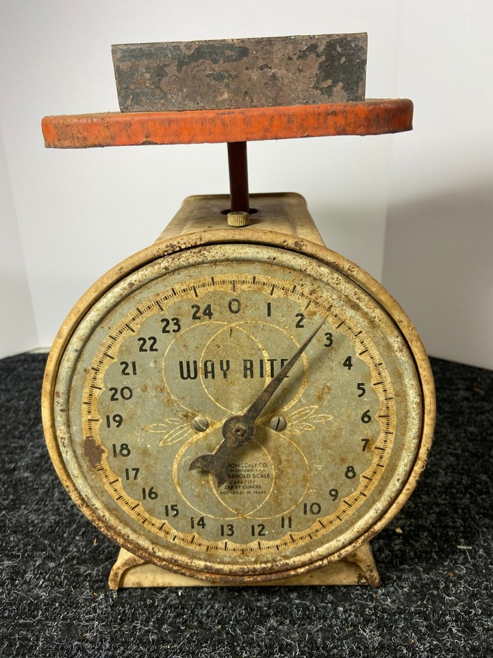 Vintage Way Rite 25lb Farmhouse Kitchen Decor Metal Antique Scale ...