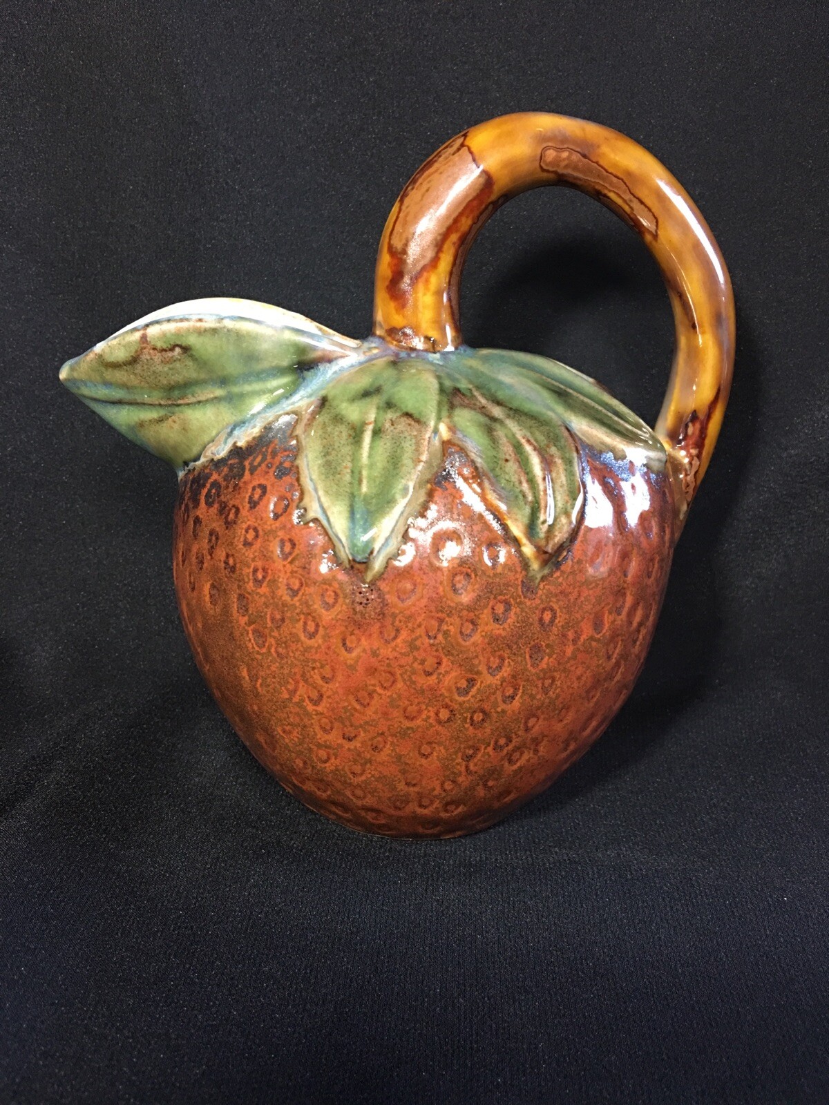 Vintage Strawberry Shaped Pitcher Hobby Piece? Fruit Ceramic Earthtone ...