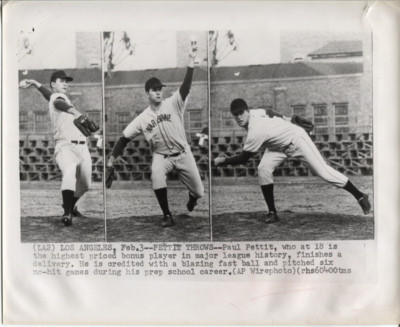 1958 Press Photo Highest Priced Baseball Talent Paul Pettit throwing ...