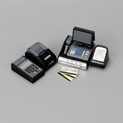 7PC Tiny Cashier Credit Card Machine 1/6 Scale Dollhouse Miniatures ...