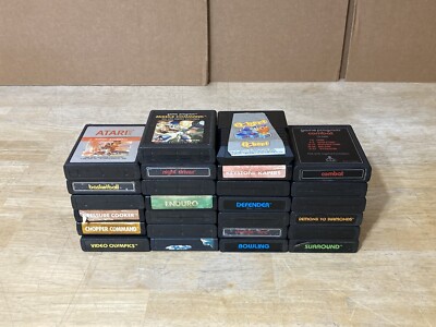 Lot of 26 Atari Games Qbert Combat Defender Pac-Man Enduro Surround ...