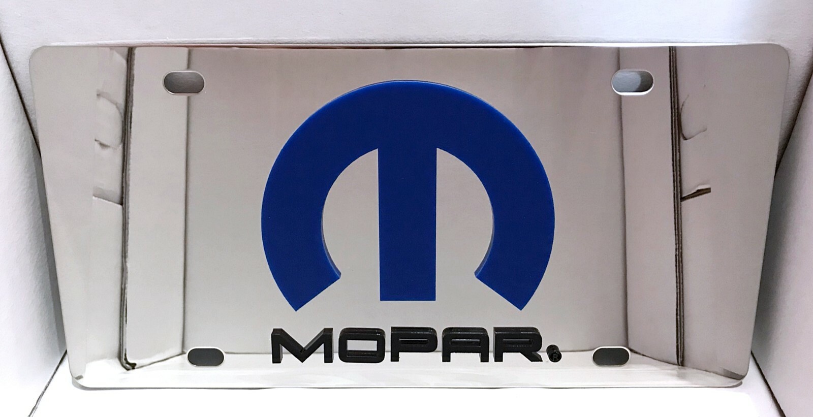 MOPAR tag stainless steel chrome mirror vanity license plate blue M | eBay