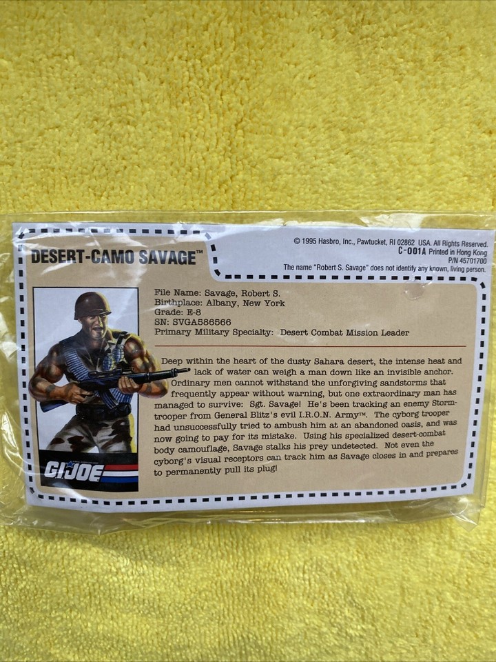 1995 Gi Joe Sgt Savage MISB 4" Desert Camo Savage Figure Mail Away ...