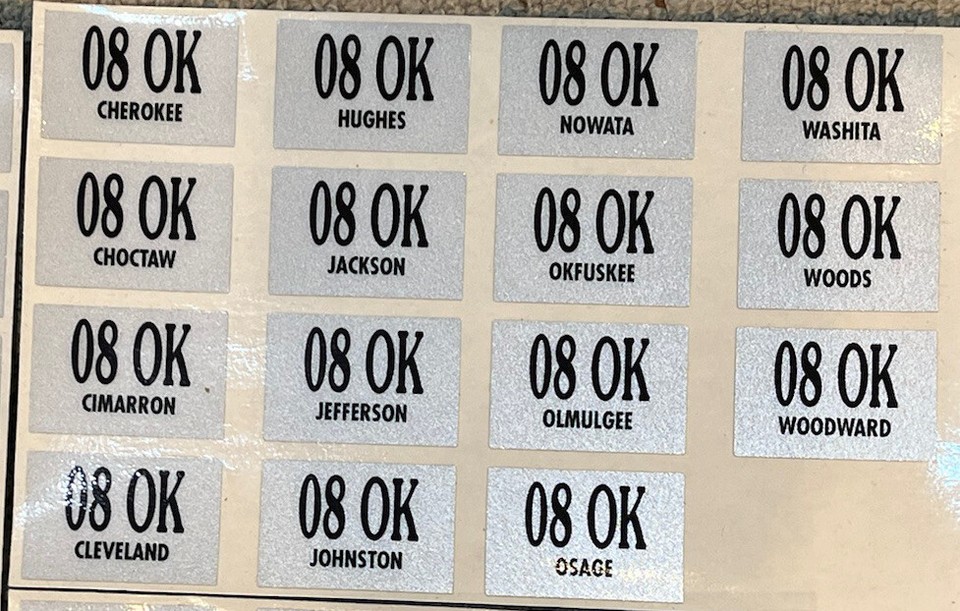 OKLAHOMA COUNTY license plate MONTH STICKERS - PICK ONE Cimarron Harmon ...