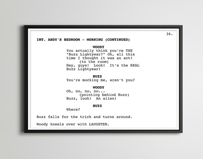 TOY STORY Screenplay POSTER! - Movie - Script - Real Buzz Lightyear ...