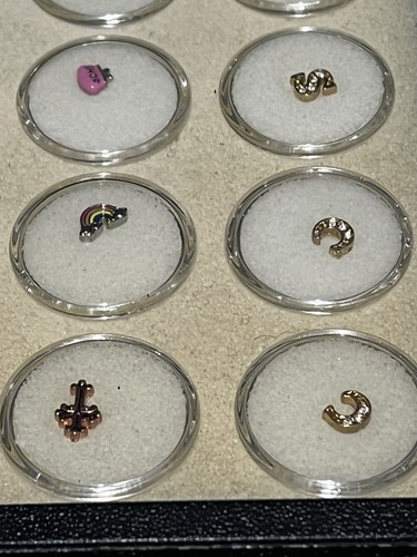 50 gem containers with LIDs / 5 gems / 45-80 charms mixed / 14” x 8 ...