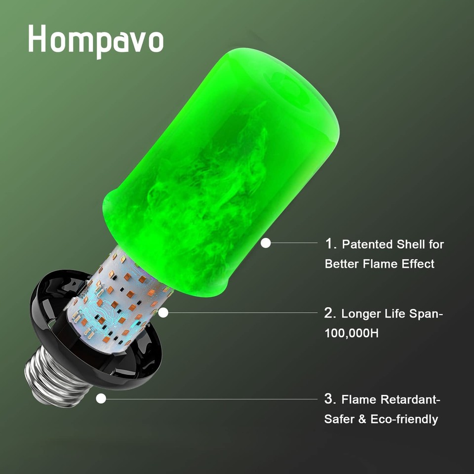 【Upgraded】 Flame Light Bulbs, Green Flickering Light Bulbs with Upside ...