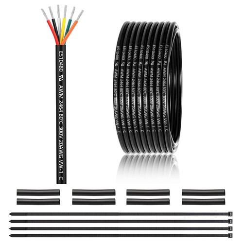 20 Gauge 6 Conductor Electrical Wire 25FT, UL 2464 20 AWG 6 Wire Cable ...