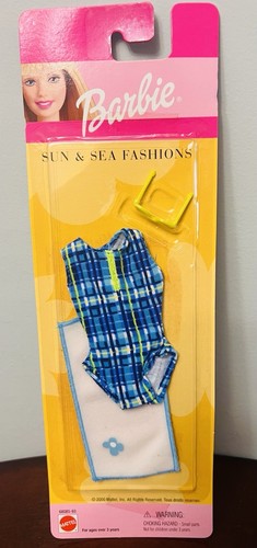 Barbie SUN & SEA Fashions BLUE PLAID SWIMWEAR Mattel 2000 NEW ...