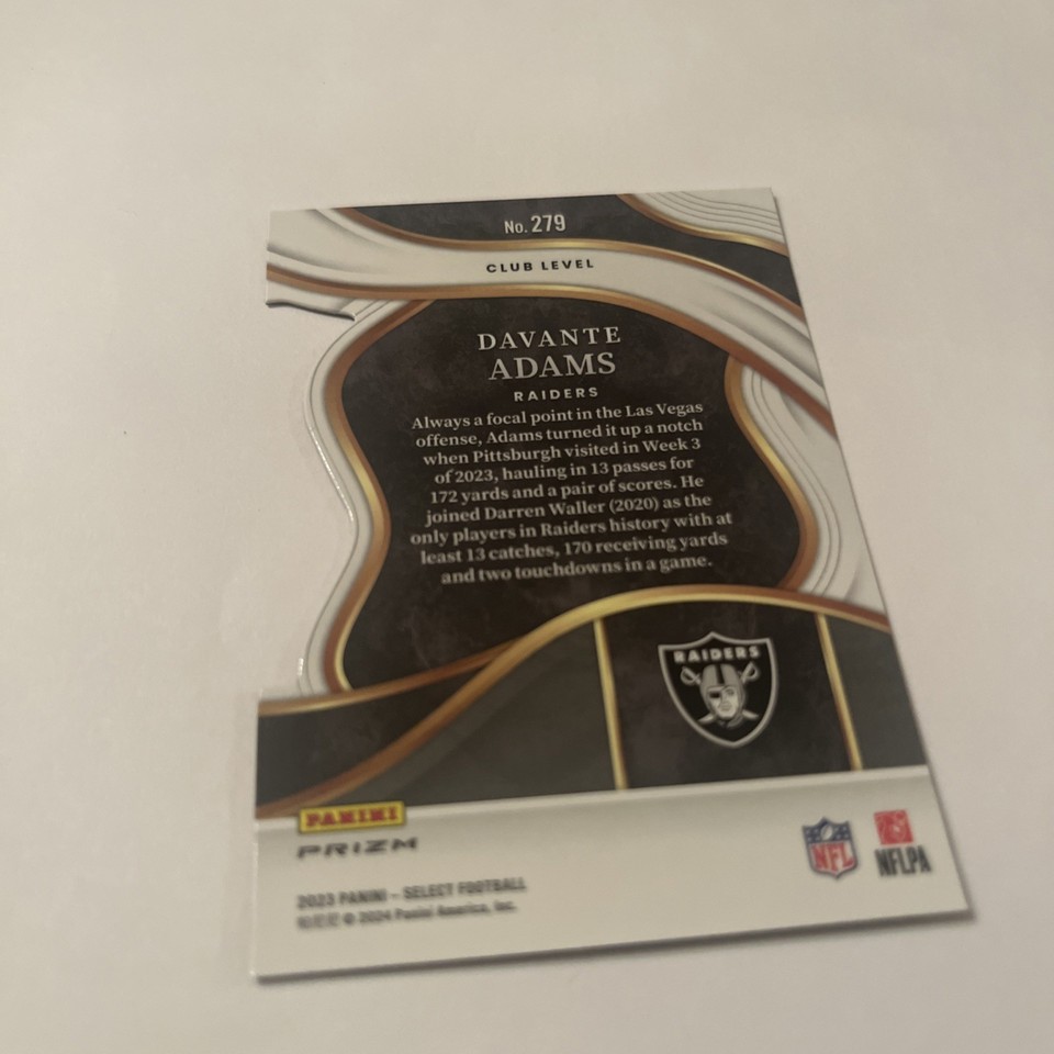 Davante Adams 2023 Panini Select Die Cut Silver Prizm Club Level # 279 ...