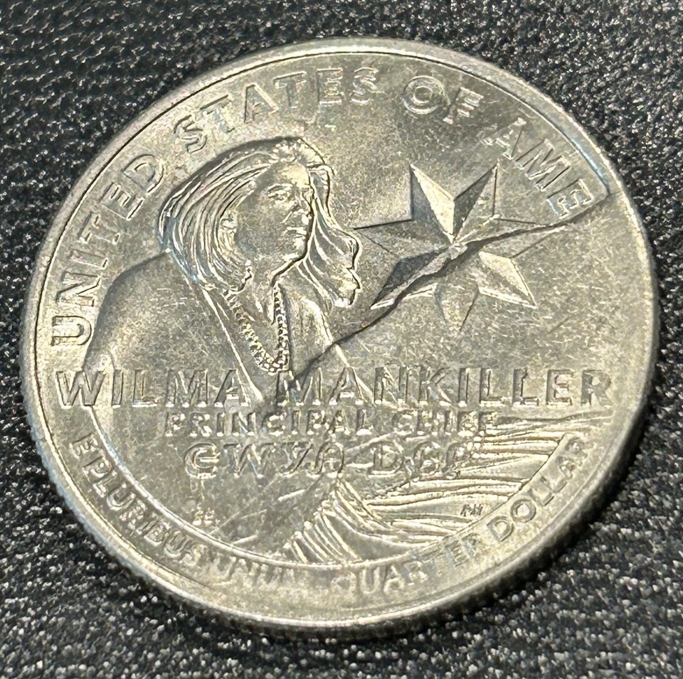 2022-P Wilma Mankiller Quarter Error - Obv Retained Cud + Huge Reverse ...